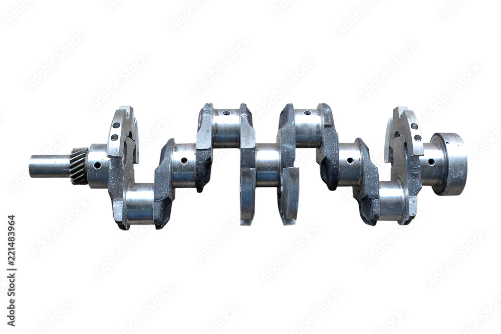 crankshaft of the engine on a white background Stock Photo | Adobe Stock