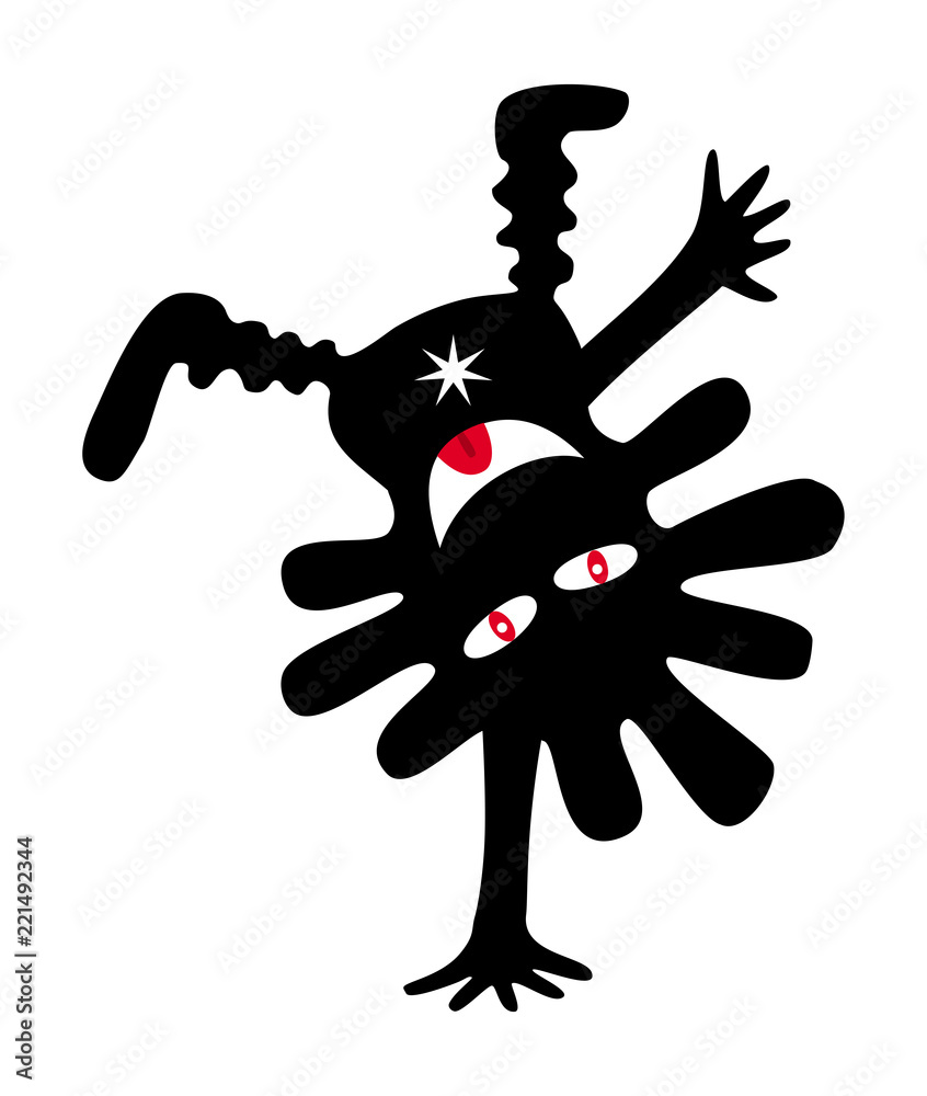 Cartoon inverted funny man with a red tongue and a smile. Vector ...