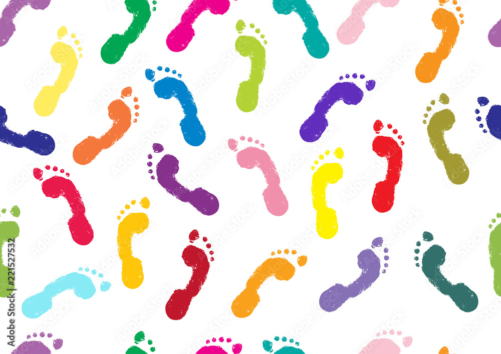 Seamless pattern. Footprints of human's bare feet. Vector illustration ...