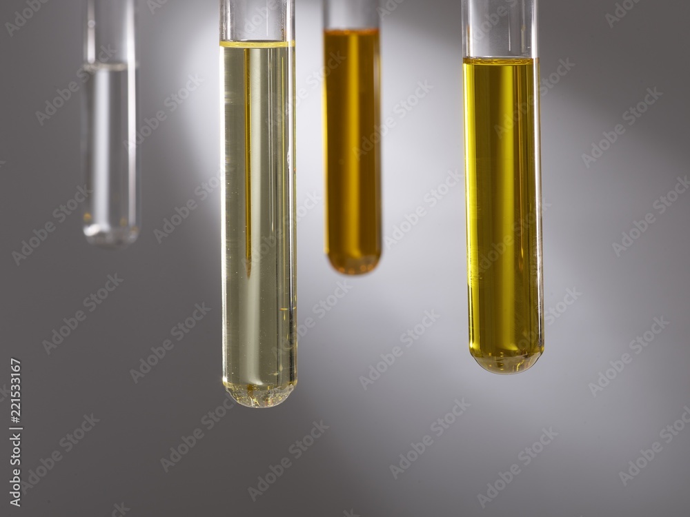 Cooking oils in test tubes Stock Photo | Adobe Stock