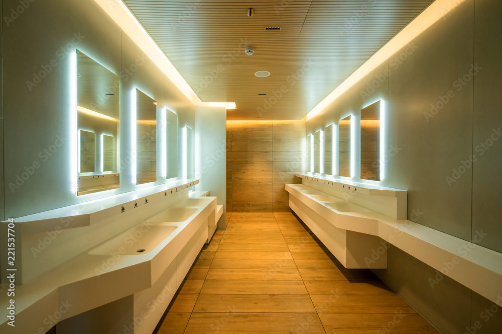 Modern design of public toilet and restroom. Stock Photo | Adobe Stock