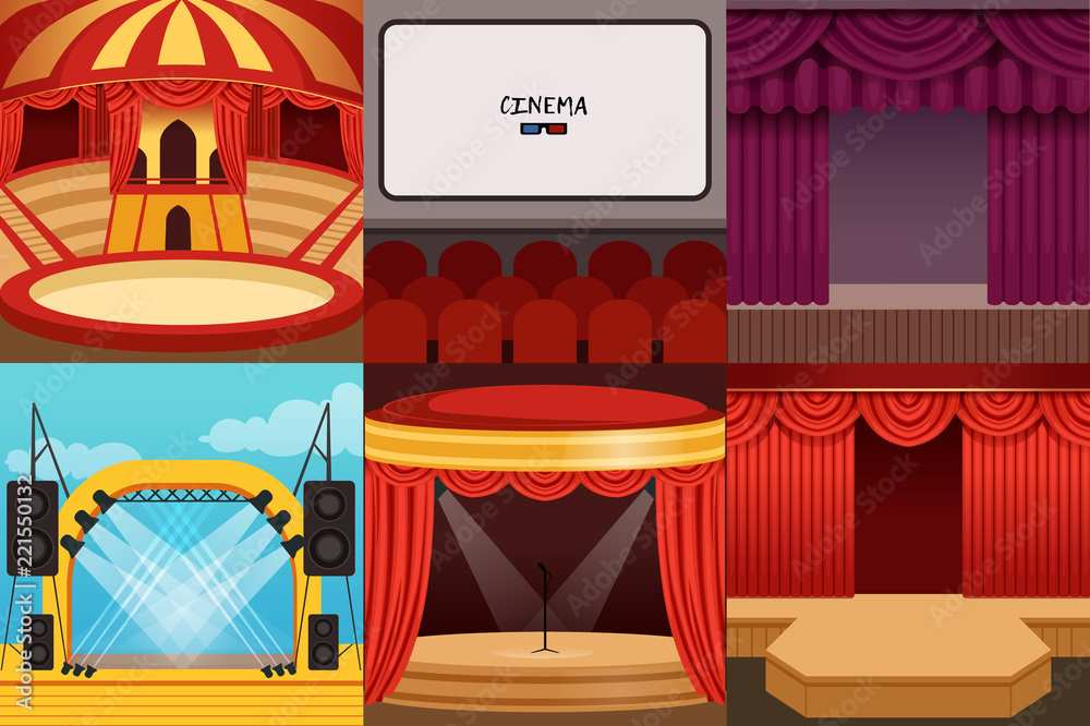 Different colorful cartoon stages set Stock Vector | Adobe Stock