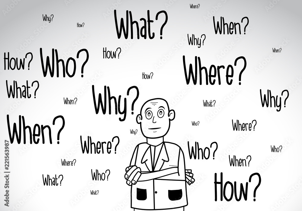 Who What Where When Why How Questions Thinker Stock Illustration ...