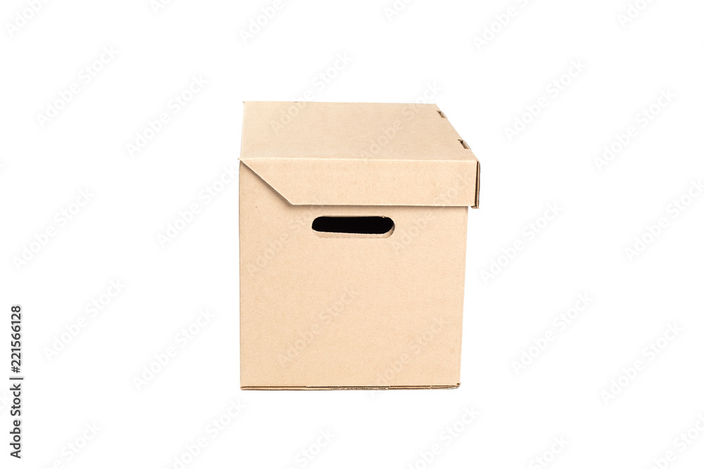 Cardboard box. Side view. Stock Photo | Adobe Stock