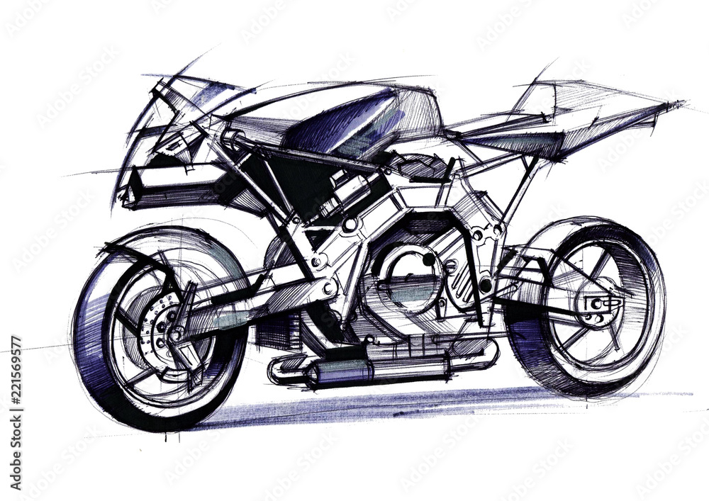 Illustration of the development of a motorcycle project for a city on ...