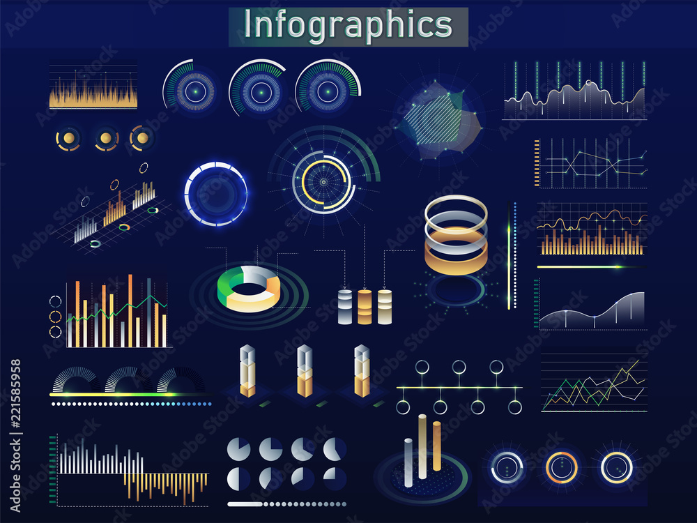 Infographics diagram, chart and graph set. Stock Vector | Adobe Stock