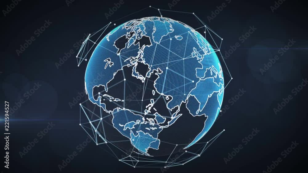 Growing global network and data connections concept.Scientific ...
