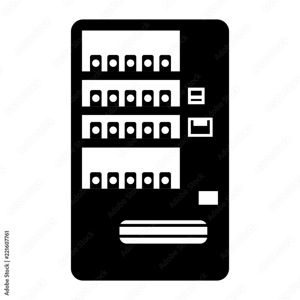 Minimalist, flat, black silhouette vending machine icon. Isolated on white Stock Vector | Adobe ...