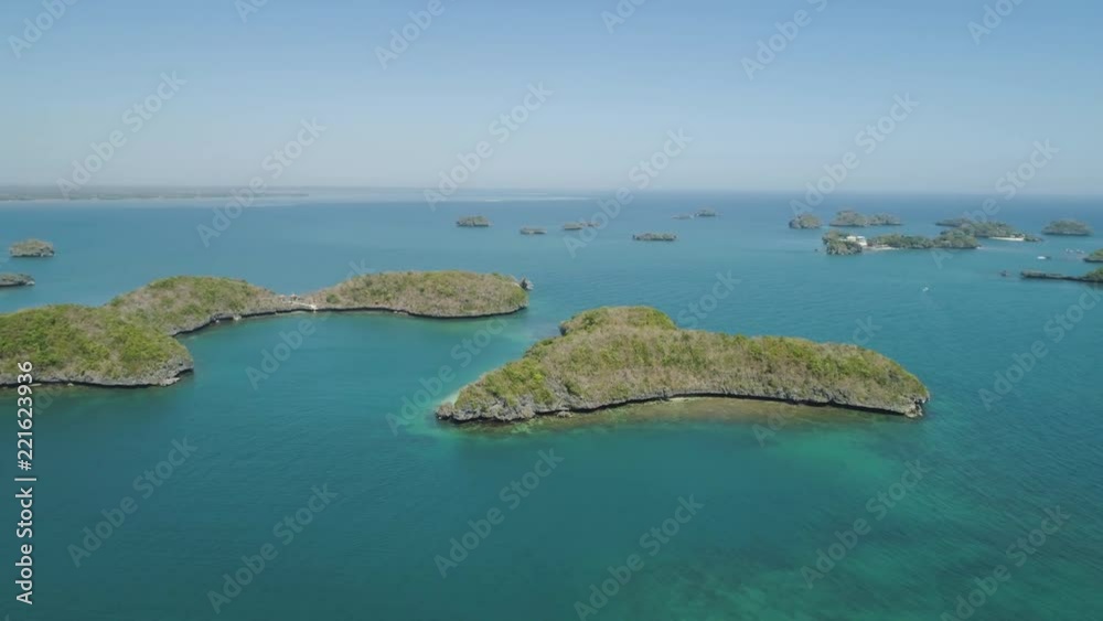Aerial view of Small islands with beaches and lagoons in Hundred ...