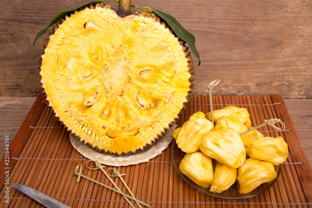 Chempedak, A Type Of Jackfruit on old wooden Stock Photo | Adobe Stock
