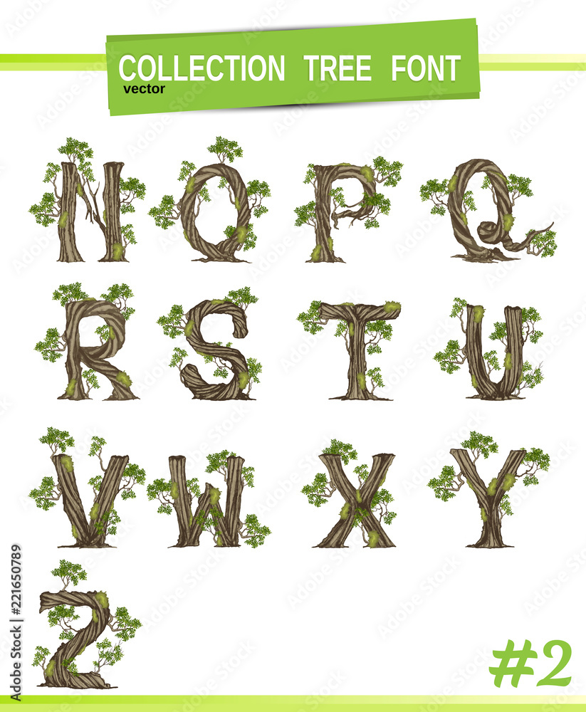 Tree font.Twisted tree in the shape of letter.Letter A B C vector ...