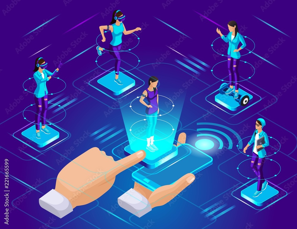 Isometric concept of a selection of characters for the game, a set of ...