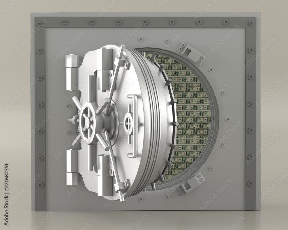 Bank vault open with dollars Stock Illustration | Adobe Stock