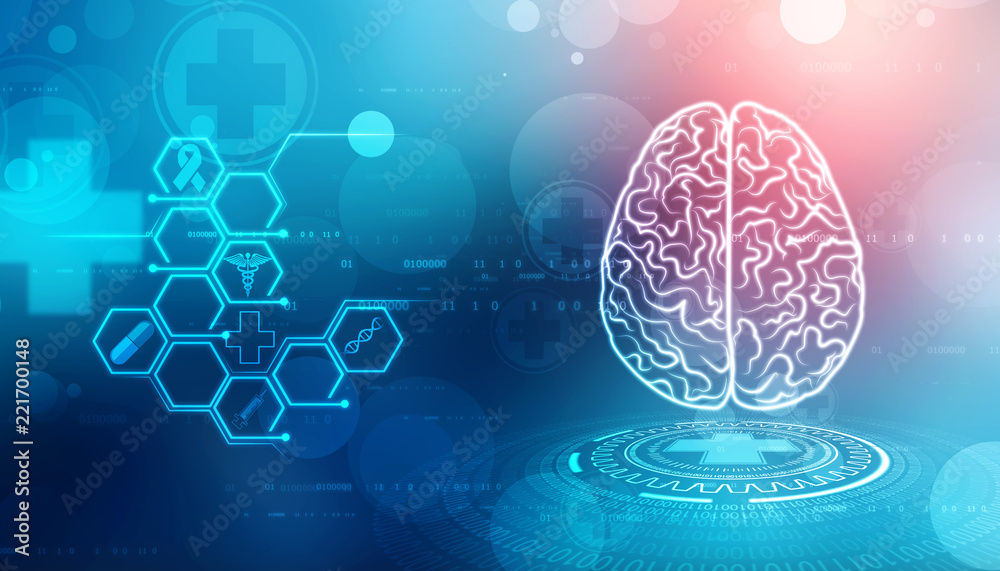 Human brain 2d illustration, Digital illustration of Human brain ...