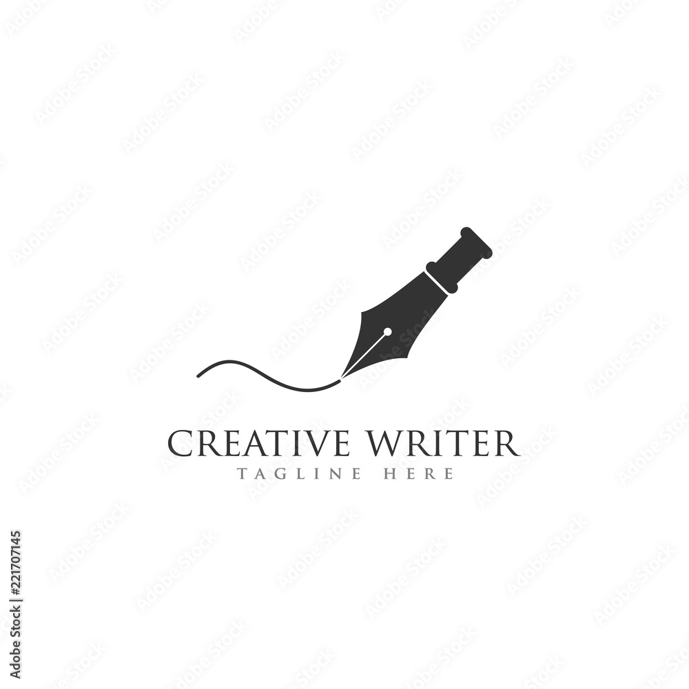 pen writer logo design template Stock Vector | Adobe Stock