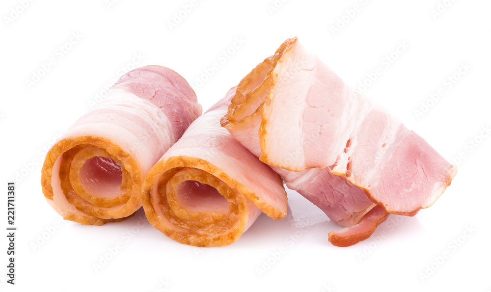 bacon isolated on white background Stock Photo | Adobe Stock