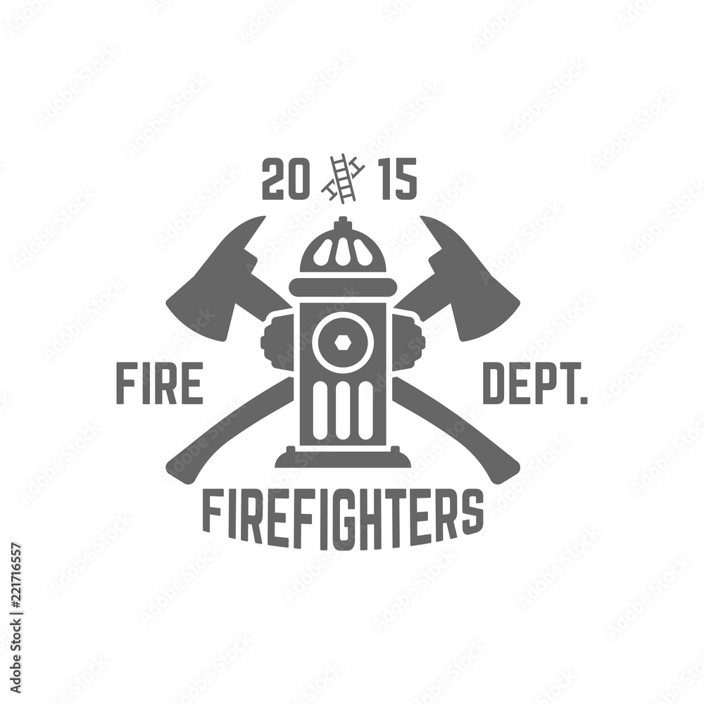 Fire department vector emblem with fire hydrant Stock Vector | Adobe Stock