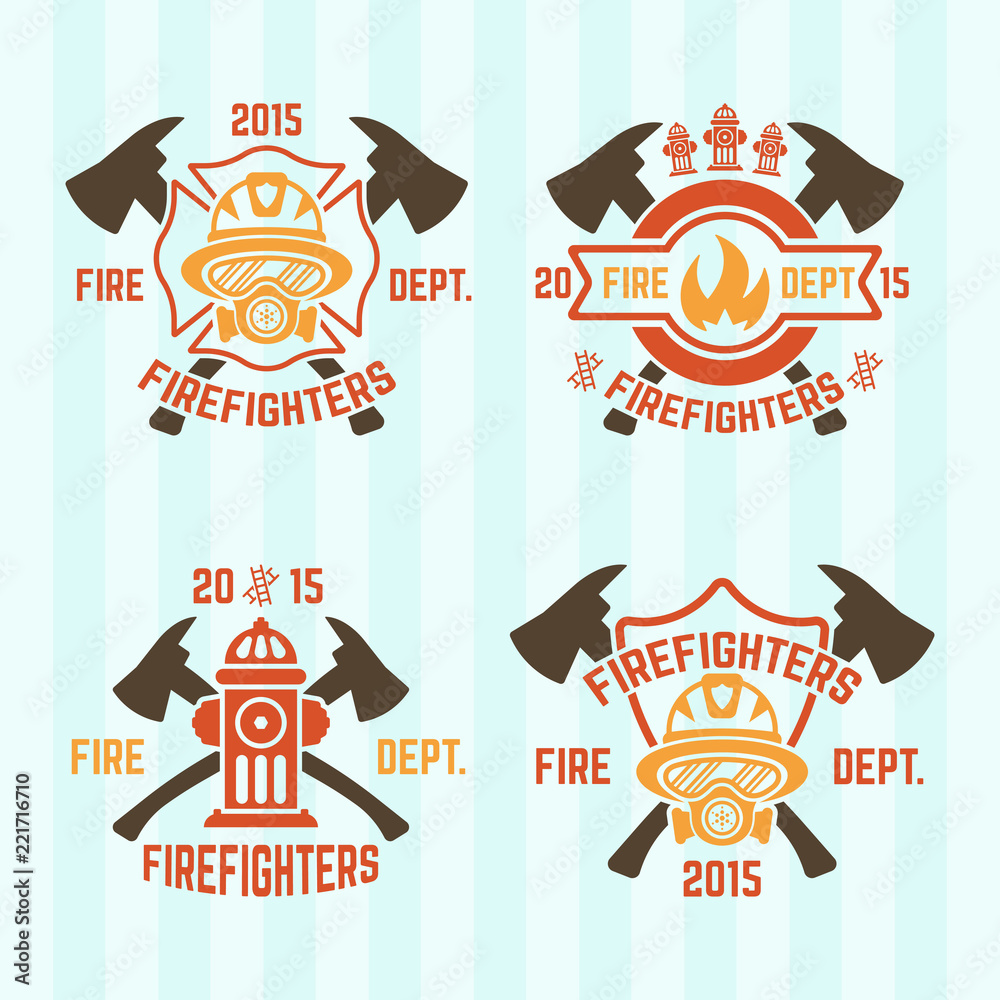Fire department vector colored emblems Stock Vector | Adobe Stock