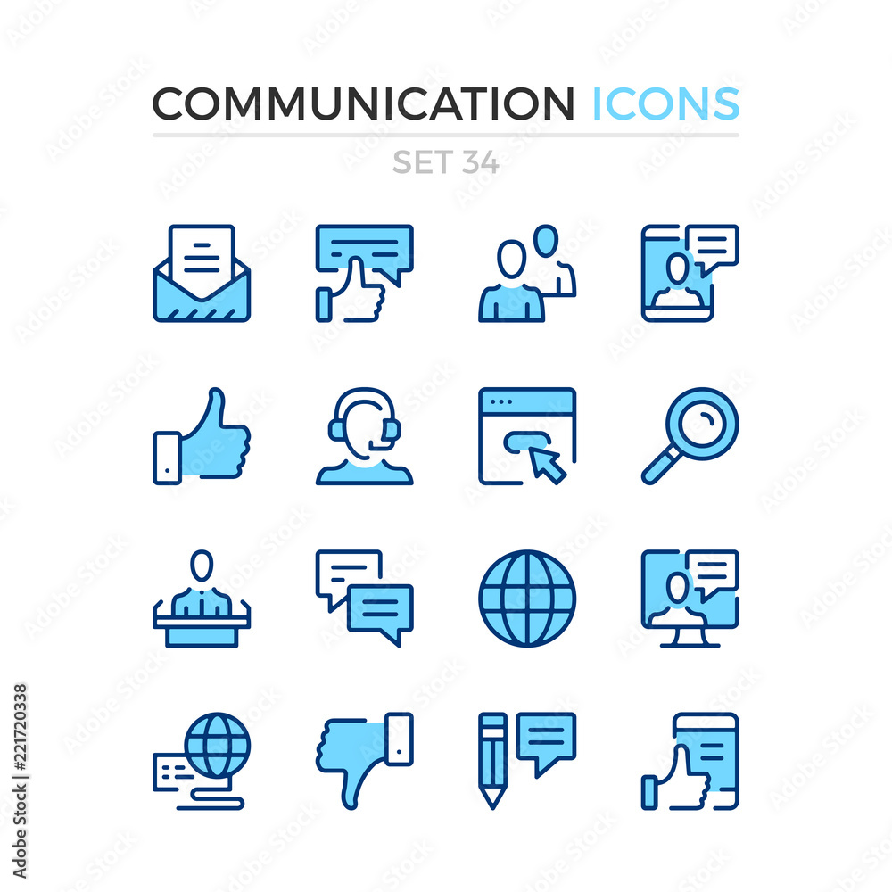 Communication icons. Vector line icons set. Premium quality. Simple ...