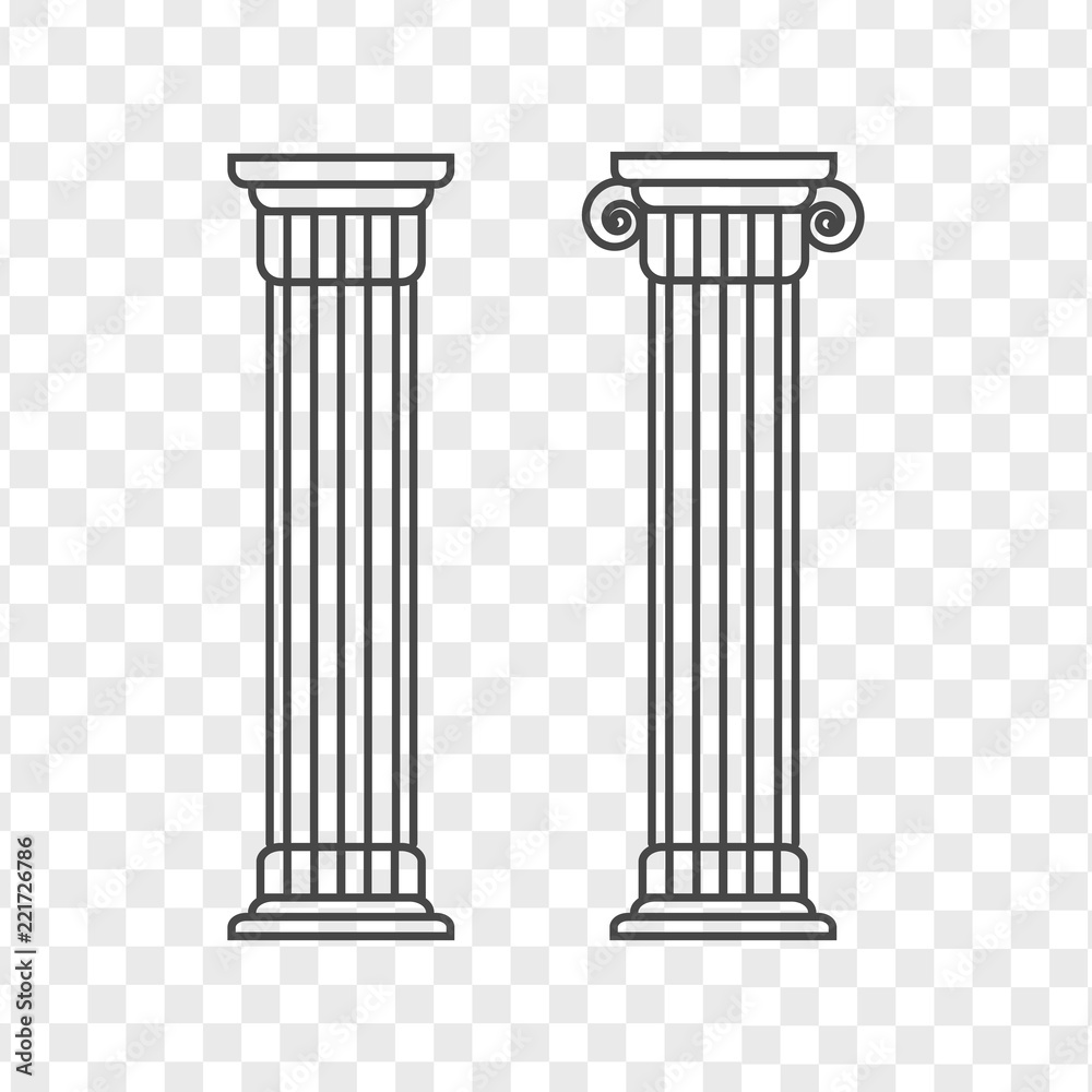 Greek and roman pillar. Outline vector pillar illustration ...
