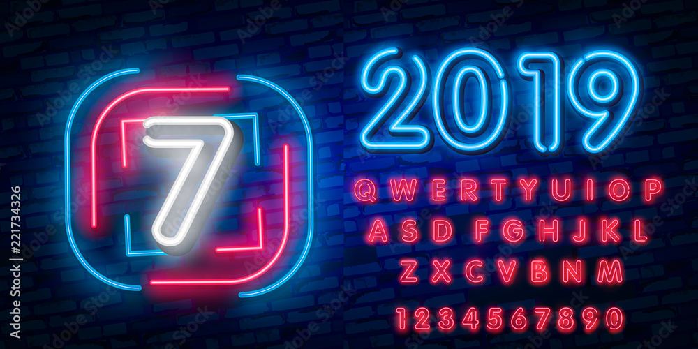 Number seven symbol neon sign vector. Seventh, Number seven template ...