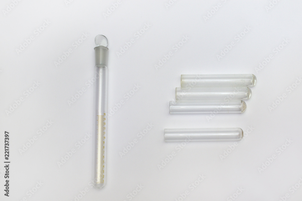 research equipment of medical laboratory: graduated measuring cylinder ...