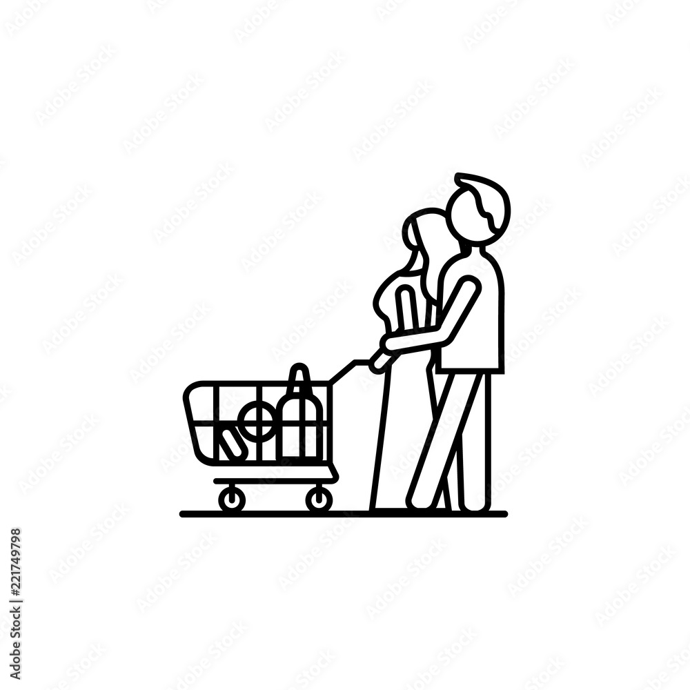 family shopping outline icon. Element of shopping icon for mobile ...