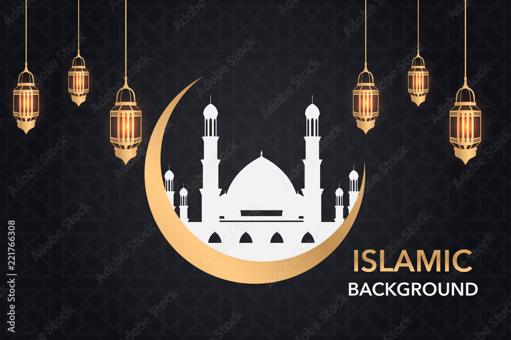 Islamic vector design greeting card background islamic design banner ...