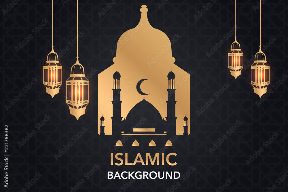 Islamic vector design greeting card background islamic design banner ...