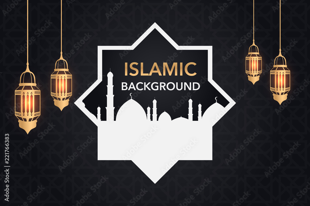 Islamic vector design greeting card background islamic design banner ...