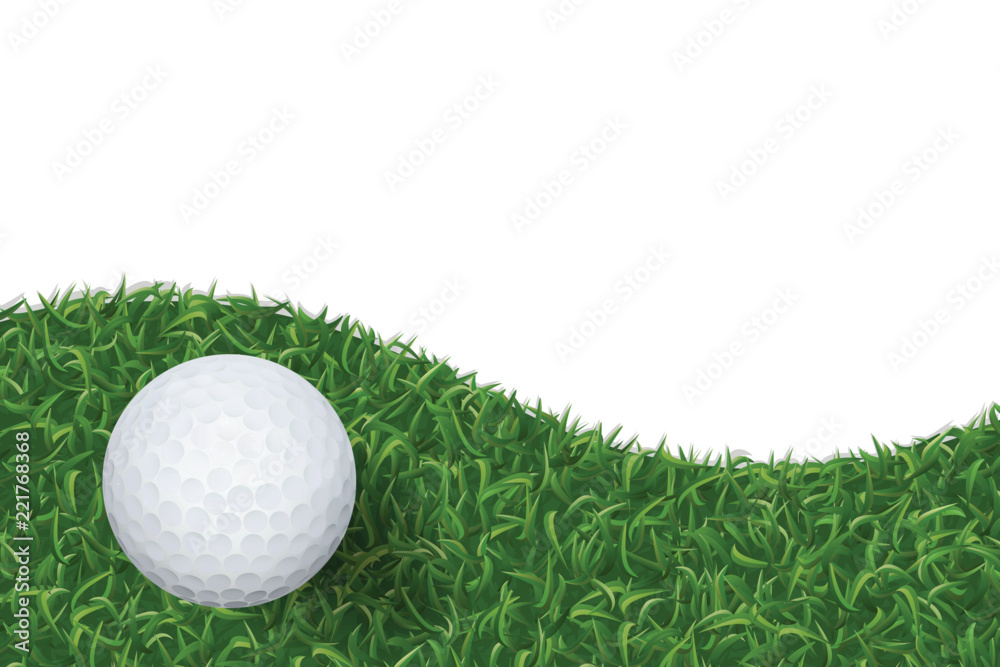 Golf ball on green grass texture background. Vector. Stock Vector ...