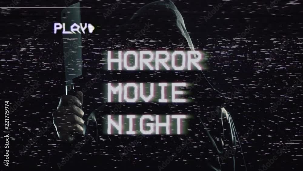 Fake VHS tape recording: a faceless friar (a ghost, a ghoul or a madman ...