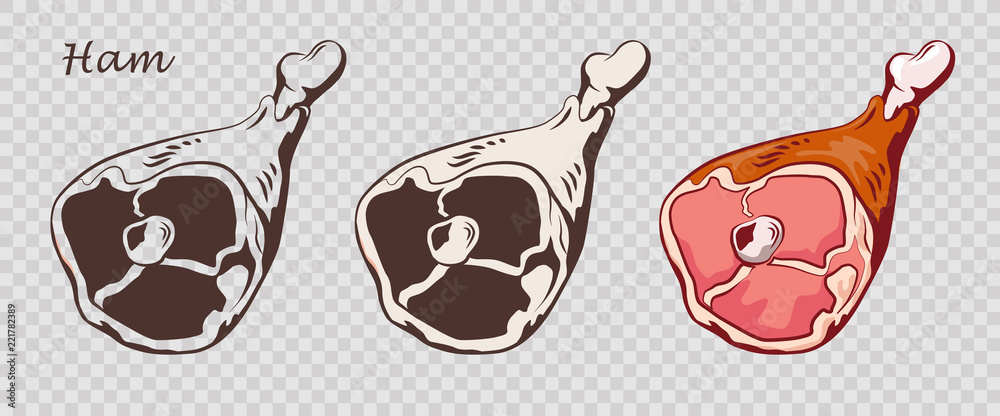 Pork knuckle. Ham hock isolated on the pseudo transparent background ...