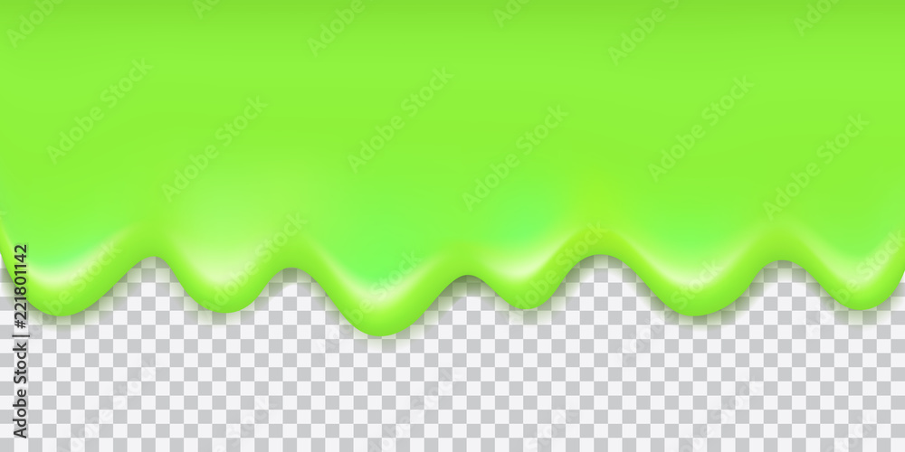 Vector shiny green flowing slime border with shadow isolated on ...