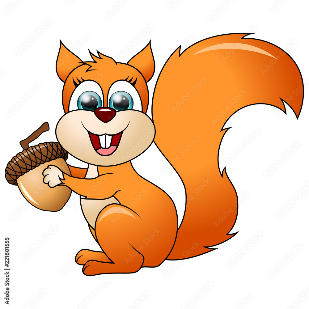 Cartoon funny squirrel isolated on white background. Vector ...