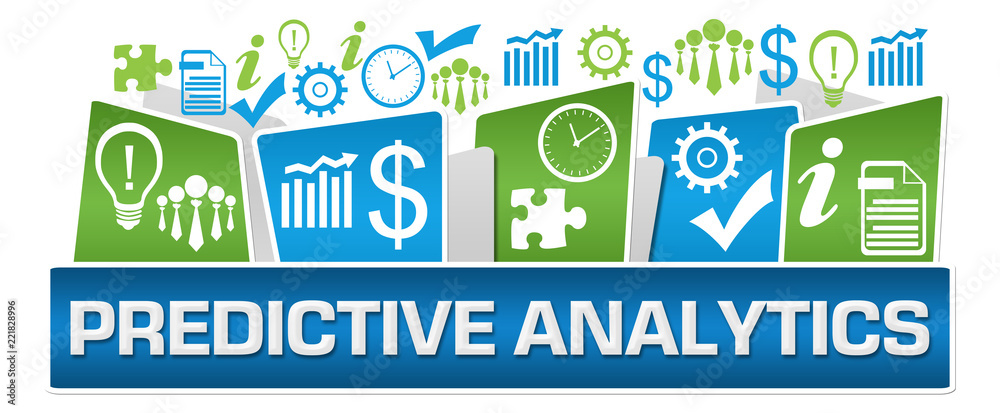 Predictive Analytics Green Blue Business Symbols On Top Stock ...