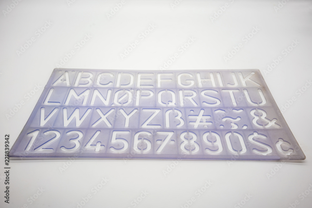 Light blue alphabet stencil lettering PVC plastic ruler template ...