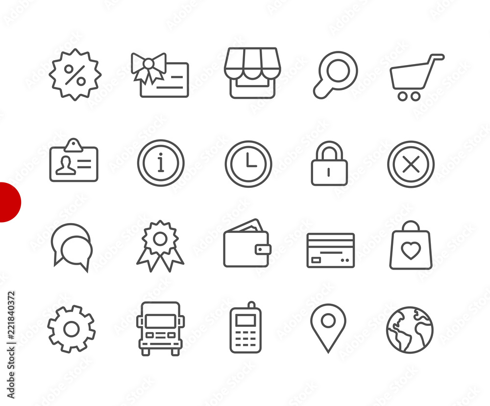 Online Store Icons // Red Point Series - Vector line icons for your ...