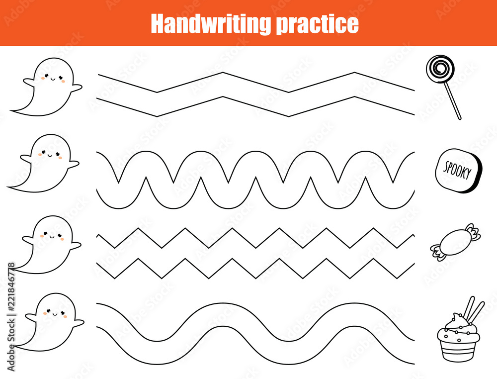 Halloween handwriting practice sheet. Educational children game ...