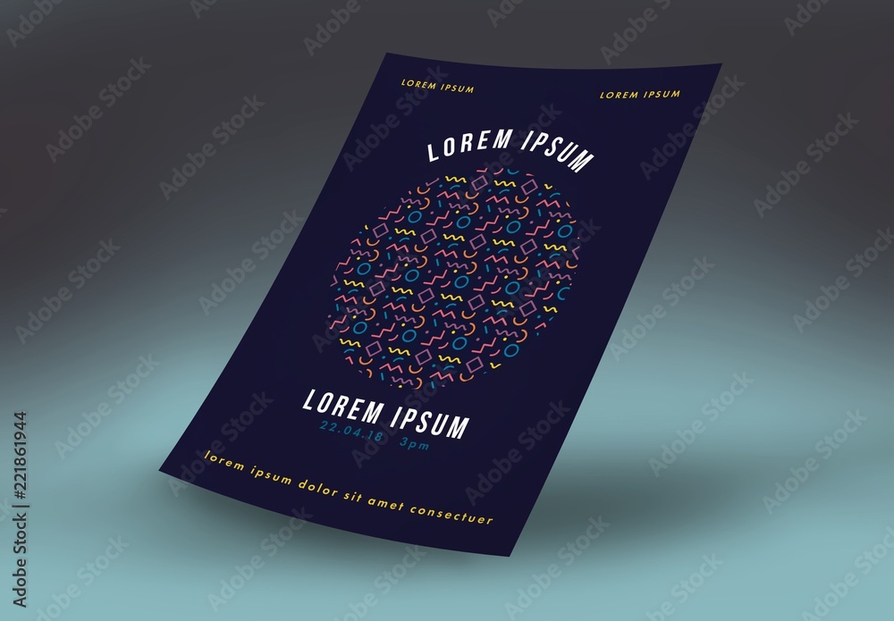 Navy Blue Event Poster Layout with Abstract Illustration Stock Template ...