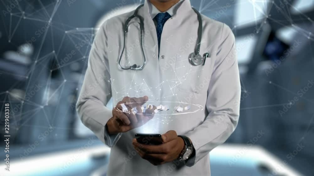 Head lice and nits - Male Doctor With Mobile Phone Opens and Touches ...
