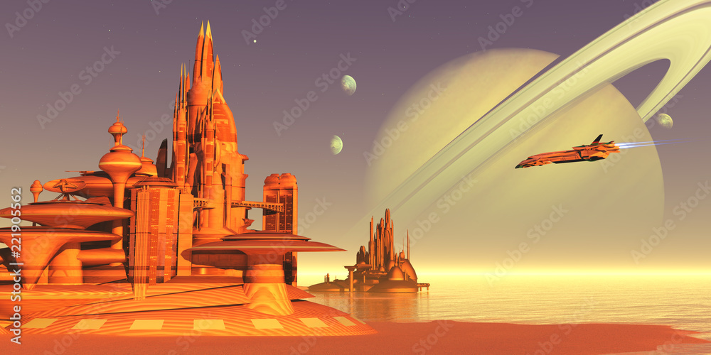Titan Moon Environment Stock Illustration | Adobe Stock