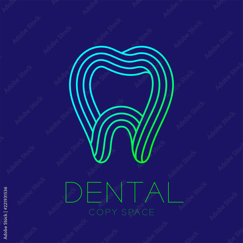 Dental clinic logo icon tooth outline stroke design illustration ...