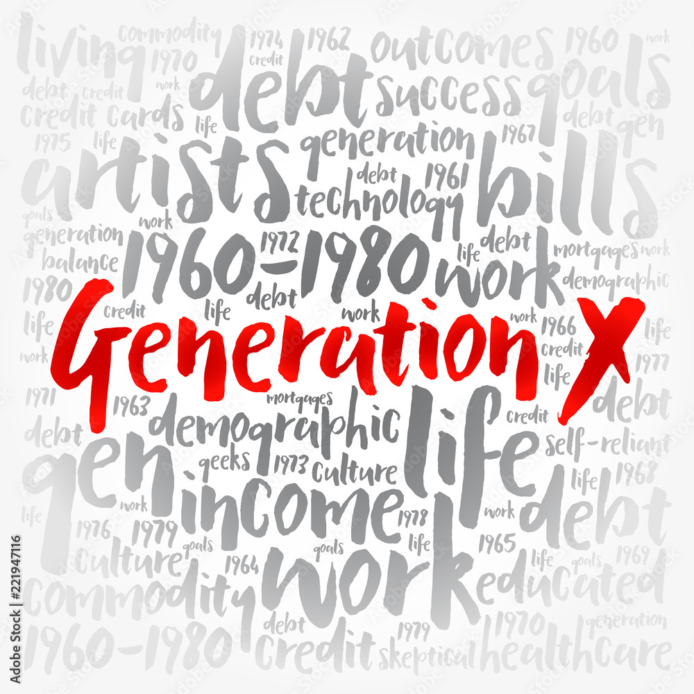 Generation X Word Cloud Concept collage background Stock Vector | Adobe ...