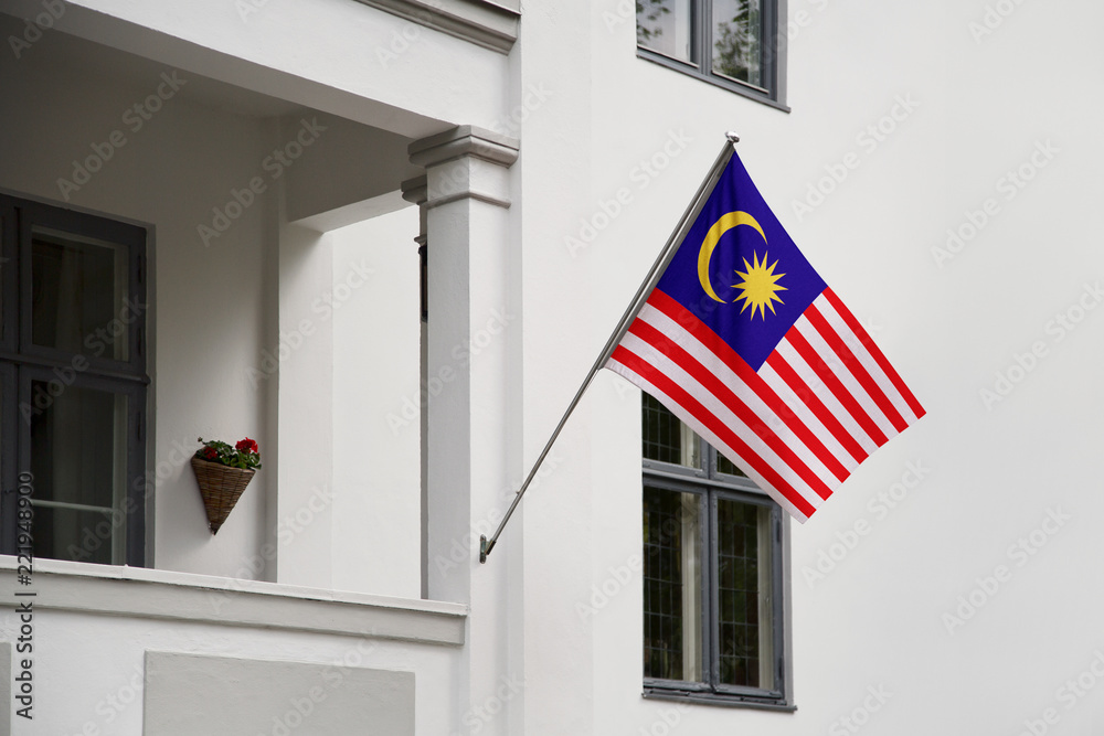 Malaysia flag. Malaysia flag hanging on a pole in front of the house ...