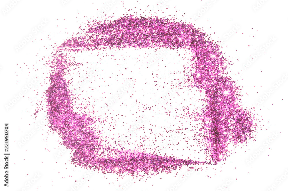 Abstract frame of purple glitter sparkle on white. Textured background ...