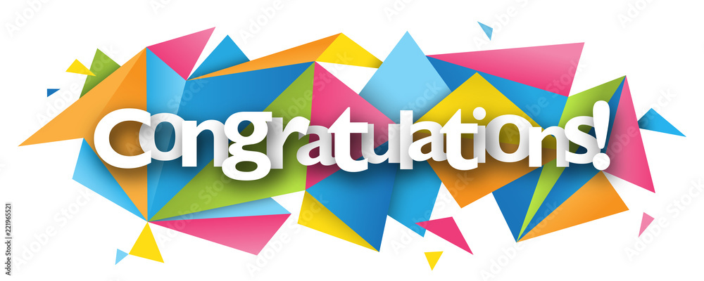 CONGRATULATIONS! banner on origami background Stock Vector | Adobe Stock