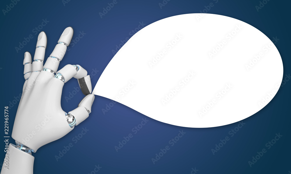 Robot hand submit sign concept white background for graphic resource 3D ...