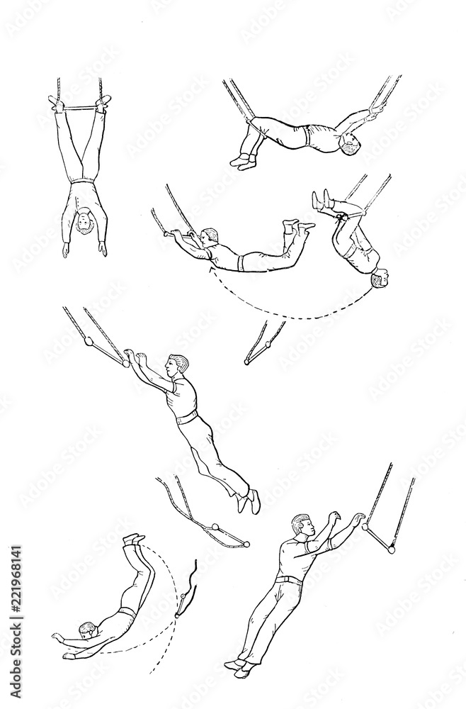 Retro illustration of acrobatics Stock Illustration | Adobe Stock