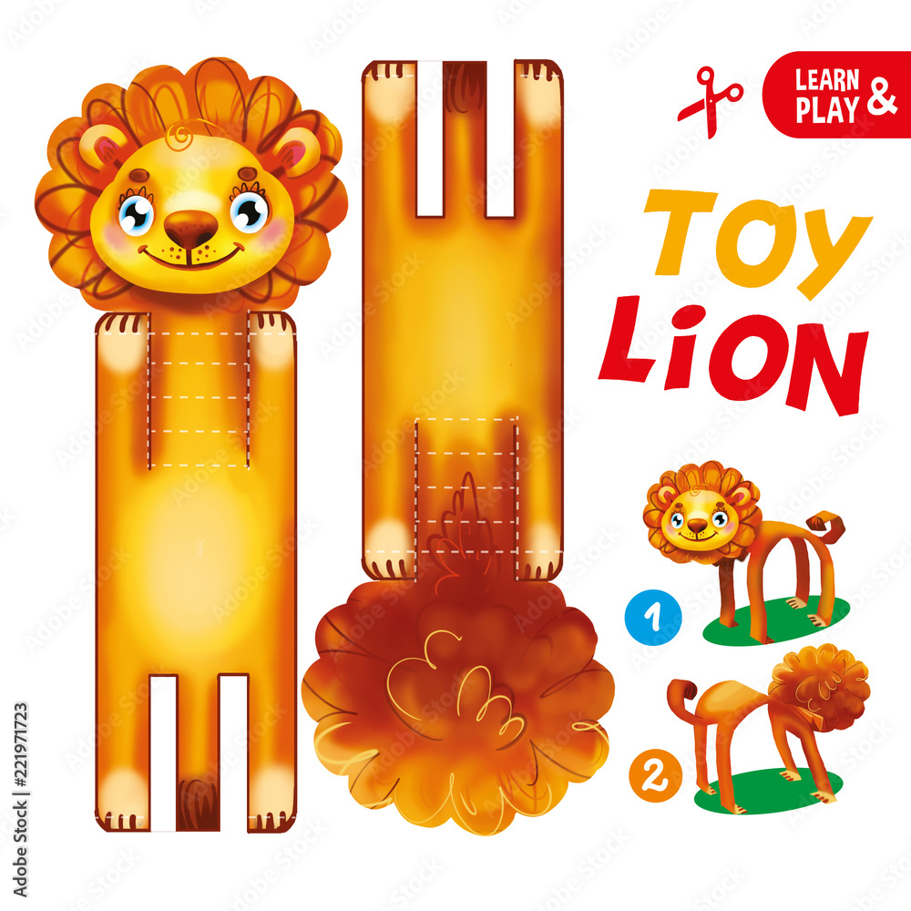 Paper toy lion for children development. Play and learn at same time ...